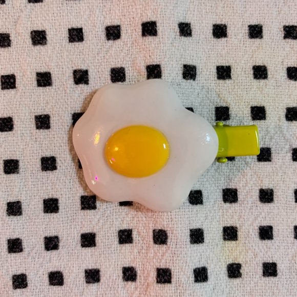 Hand Crafted | Accessories | Fried Egg Mini Dollhouse Breakfast Food Kawaii Salon Clip Hair ...